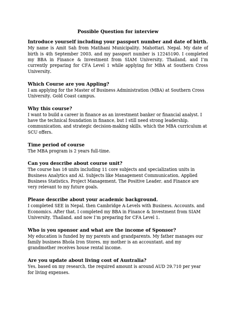 Interview GGPT | PDF | Master Of Business Administration