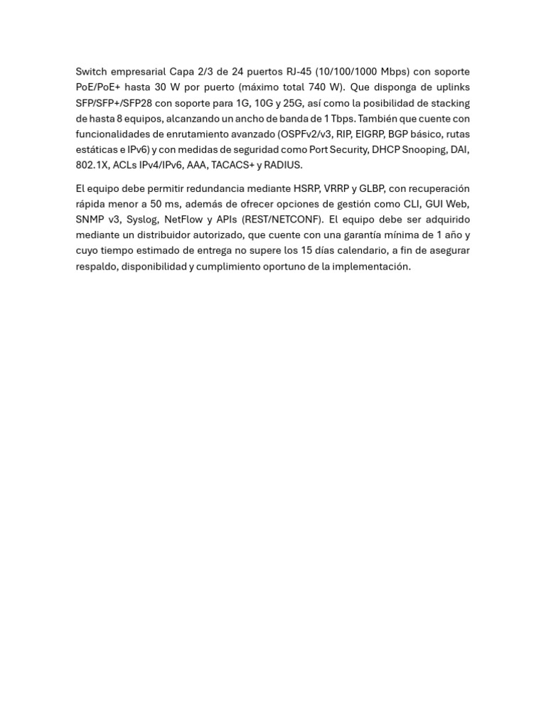 Switch Capa 2/3 PoE 24 puertos 1 Tbps | PDF