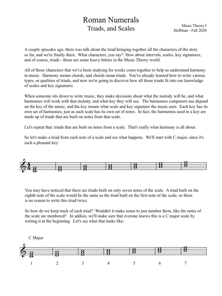 Roman Numerals Triads, And Scales - Full Score | PDF | Harmony | Chord ...