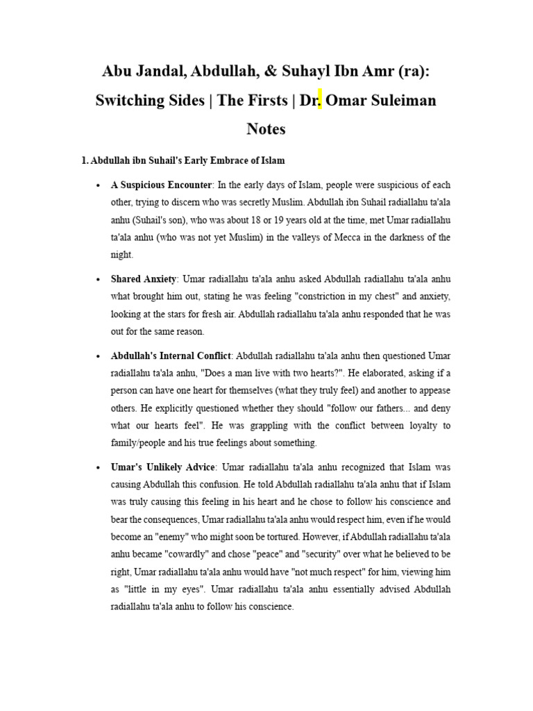 47. Abu Jandal, Abdullah, & Suhayl Ibn Amr (Ra); Switching Sides - The Firsts - Dr. Omar ...