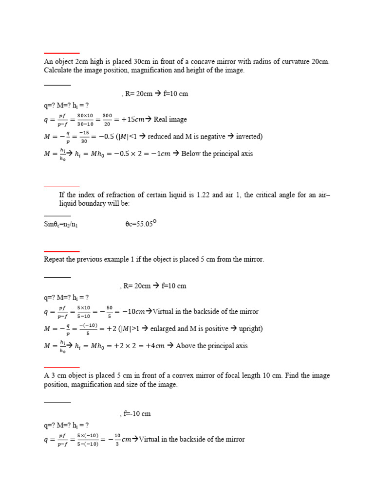 Optics: Image Formation and Refraction | PDF | Electrodynamics ...