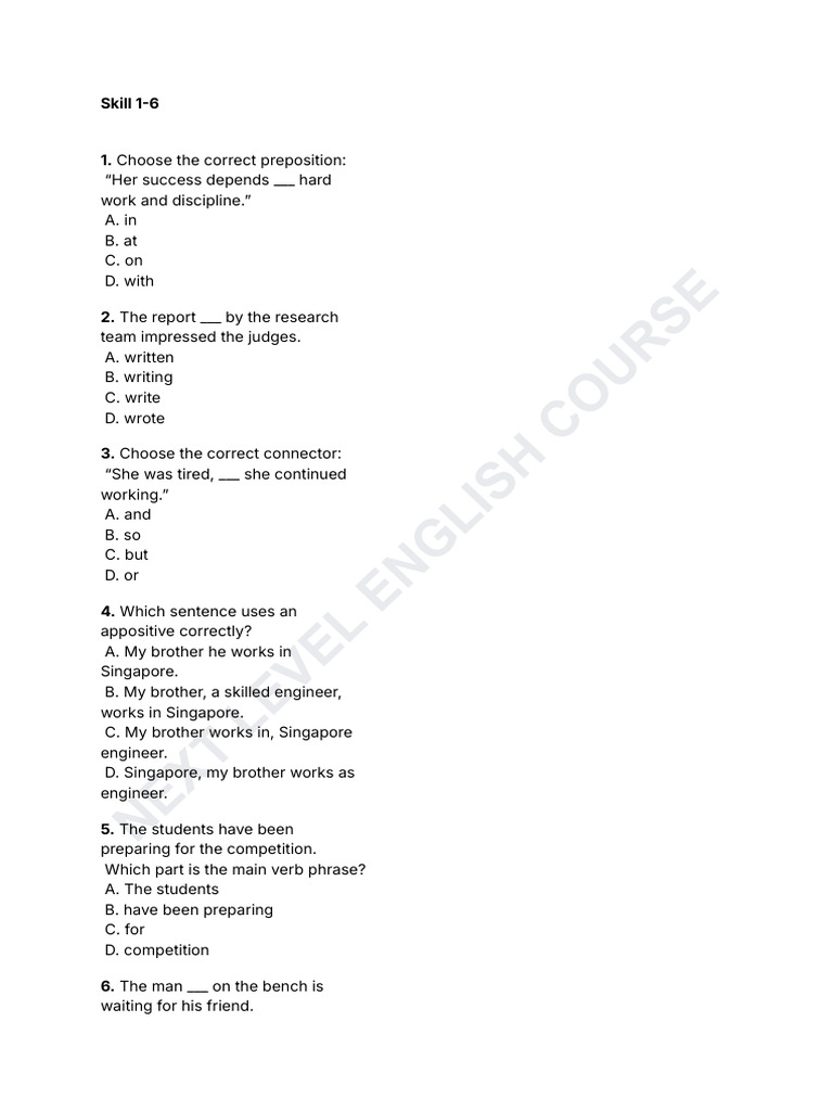 Next Level English Course Exercises | PDF | Linguistic Morphology | Syntax