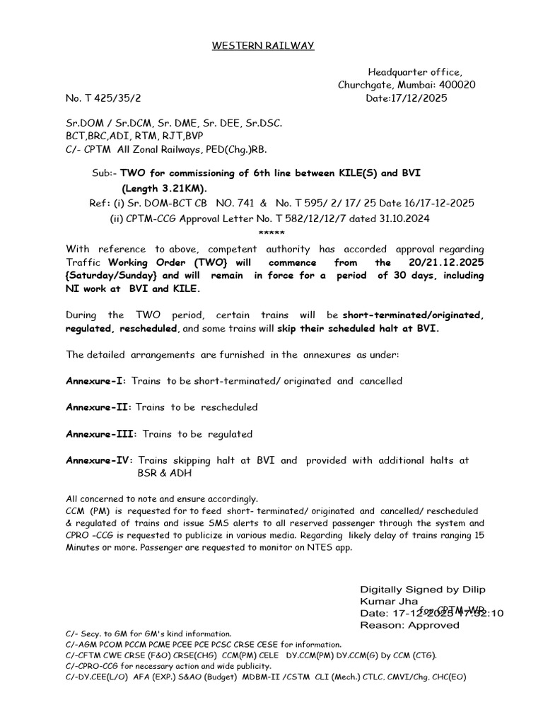 TWO for Commissioning of 6th Line Between KILE(S) and BVI (Length 3 ...