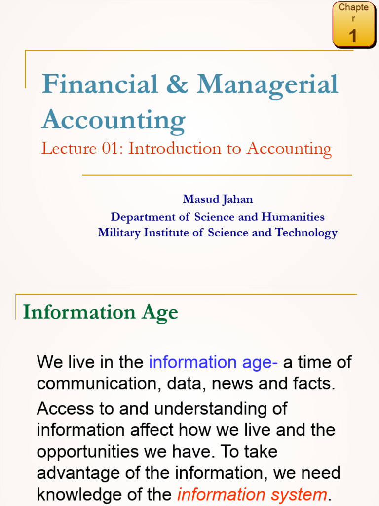 Lec 01- Introduction to Accounting.pptx | PDF | Financial Accounting ...