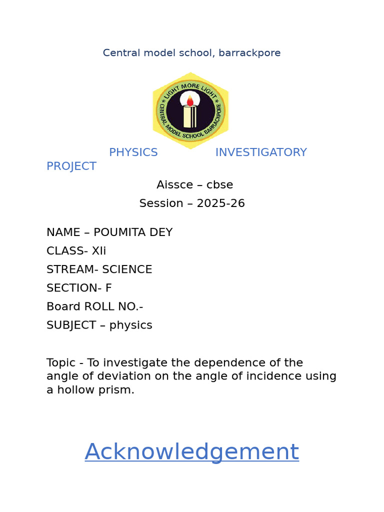 Physics Investigatory Project | PDF | Electromagnetic Radiation ...