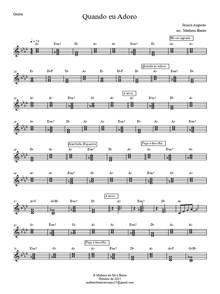 QUANDO EU ADORO - Jéssica Augusto - Guitar | PDF