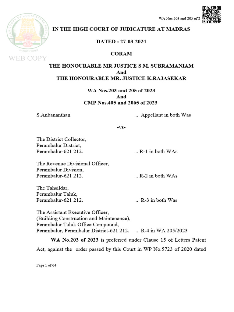 Madras High Court Ruling on Grama Natham | PDF