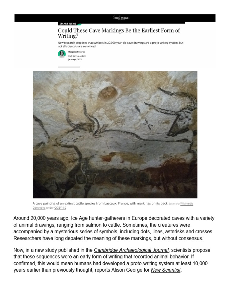 Could These Cave Markings Be The Earliest Form of Writing? | PDF ...