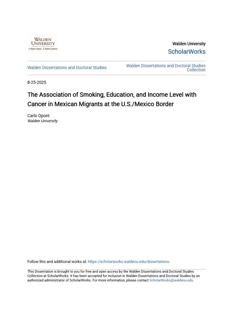 The Association of Smoking Education and Income Level With Canc | PDF | Cancer