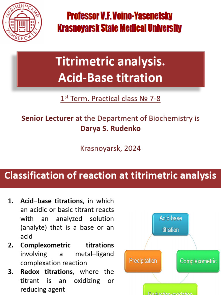 Titrimetric Analysis Acid-Base Titration | PDF | Titration | Chemistry