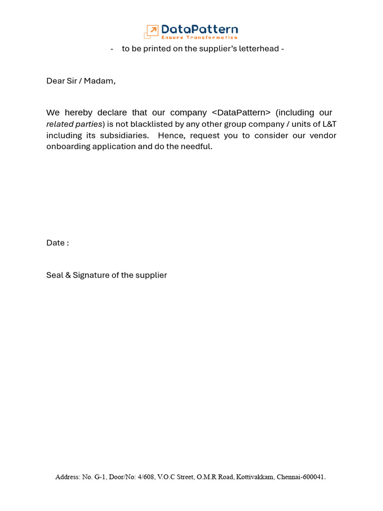 Black Listed Vendor Declaration 1 (1) | PDF