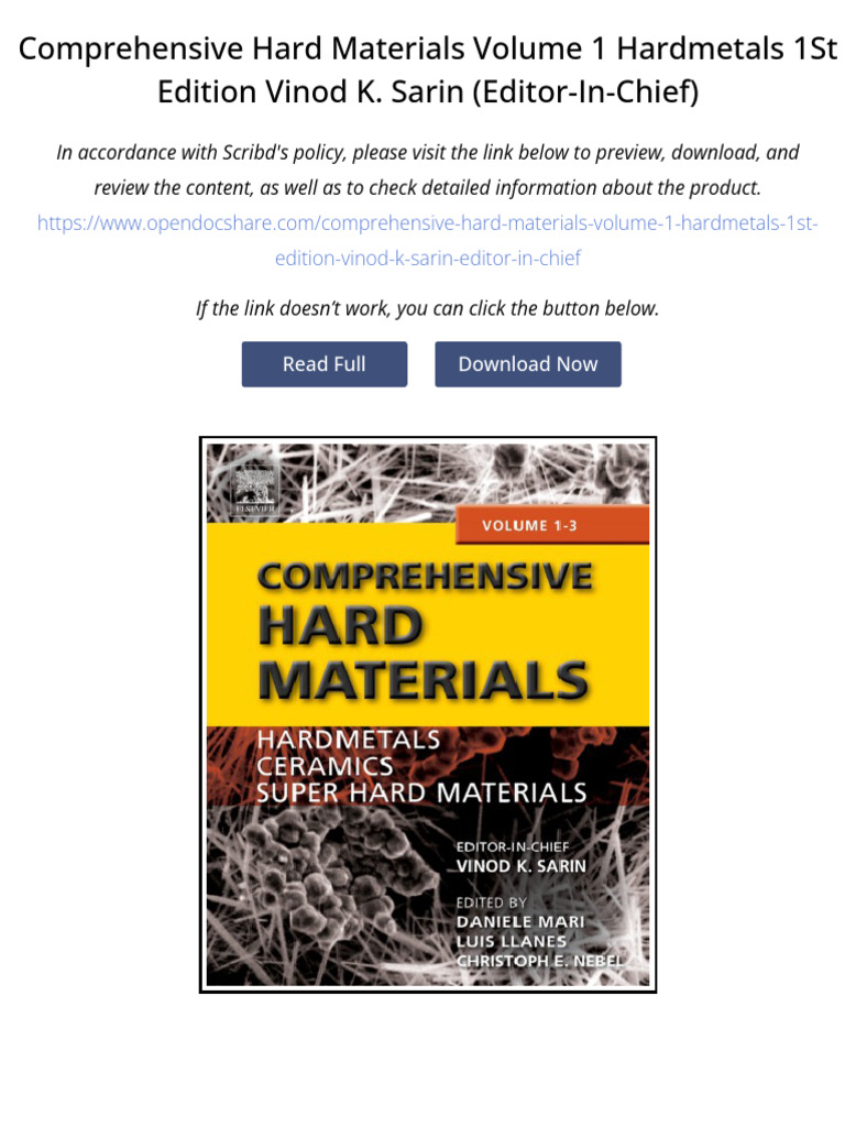 Comprehensive Hard Materials volume 1 Hardmetals 1st Edition Vinod K ...
