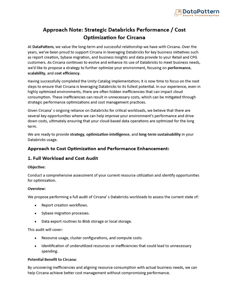 Approach Note on Cost Optimization for Databricks Platform | PDF ...