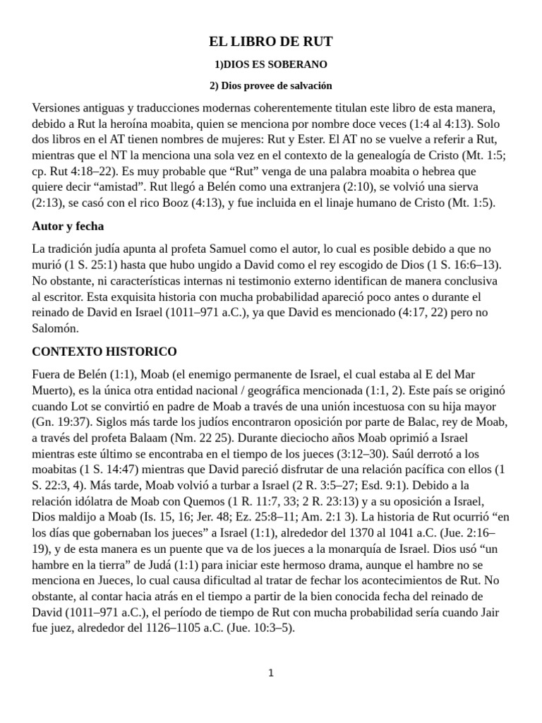 RESUMEN Del El Libro de Rut | PDF | Libro de rut | Rut (figura bíblica)