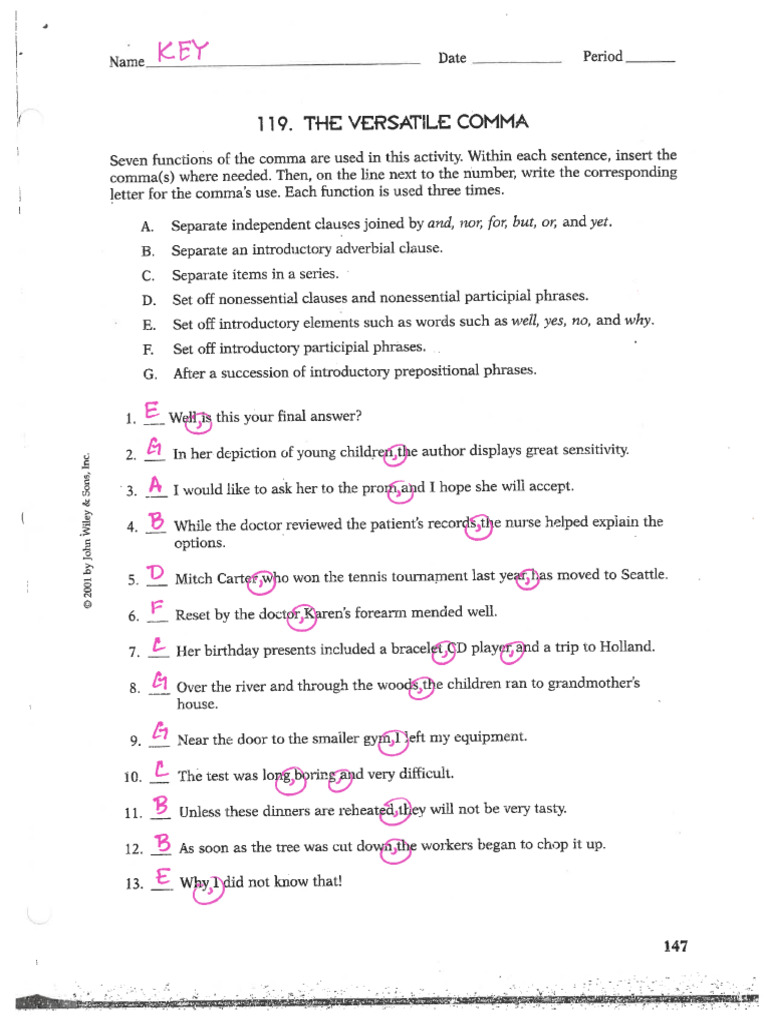 Commas 119 Key | PDF
