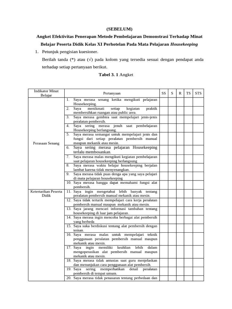 Angket Dan Pre-Test & Post-Test | PDF