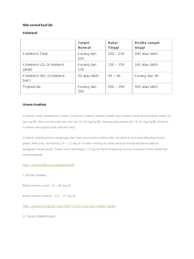 Nilai Normal Hasil Lab | PDF