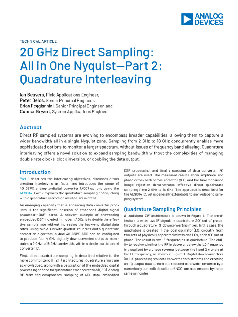 20 GHz Quadrature Sampling Explained | PDF | Analog To Digital ...