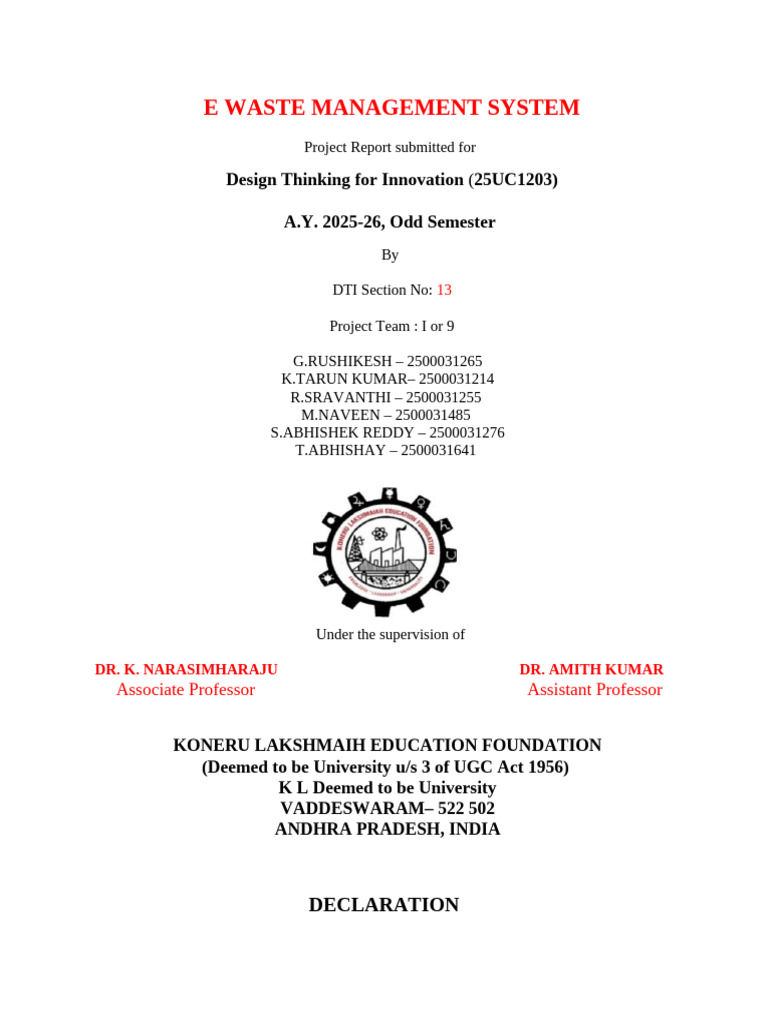 DTI Project Report 2025-26 Odd Sem Template (1) | PDF | Electronic ...