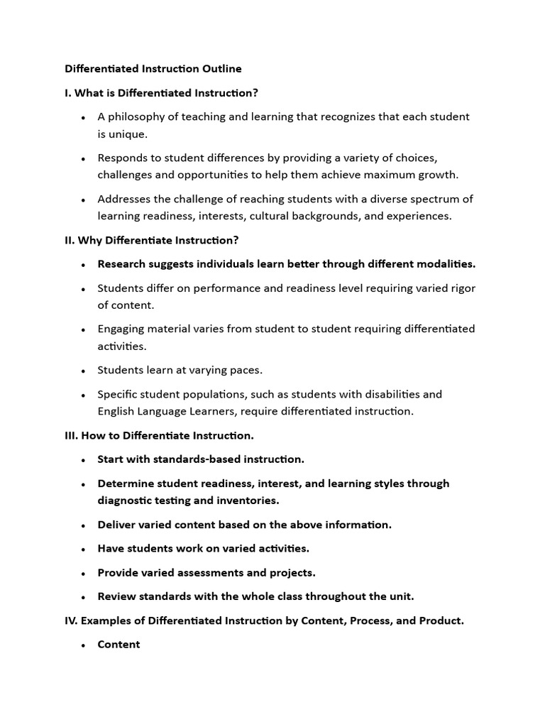 Differentiated Instruction Outline | PDF | Differentiated Instruction ...