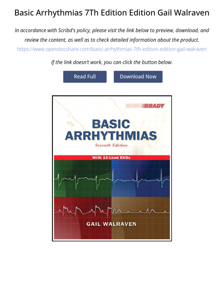Basic Arrhythmias 7th Edition Edition Gail Walraven | PDF ...