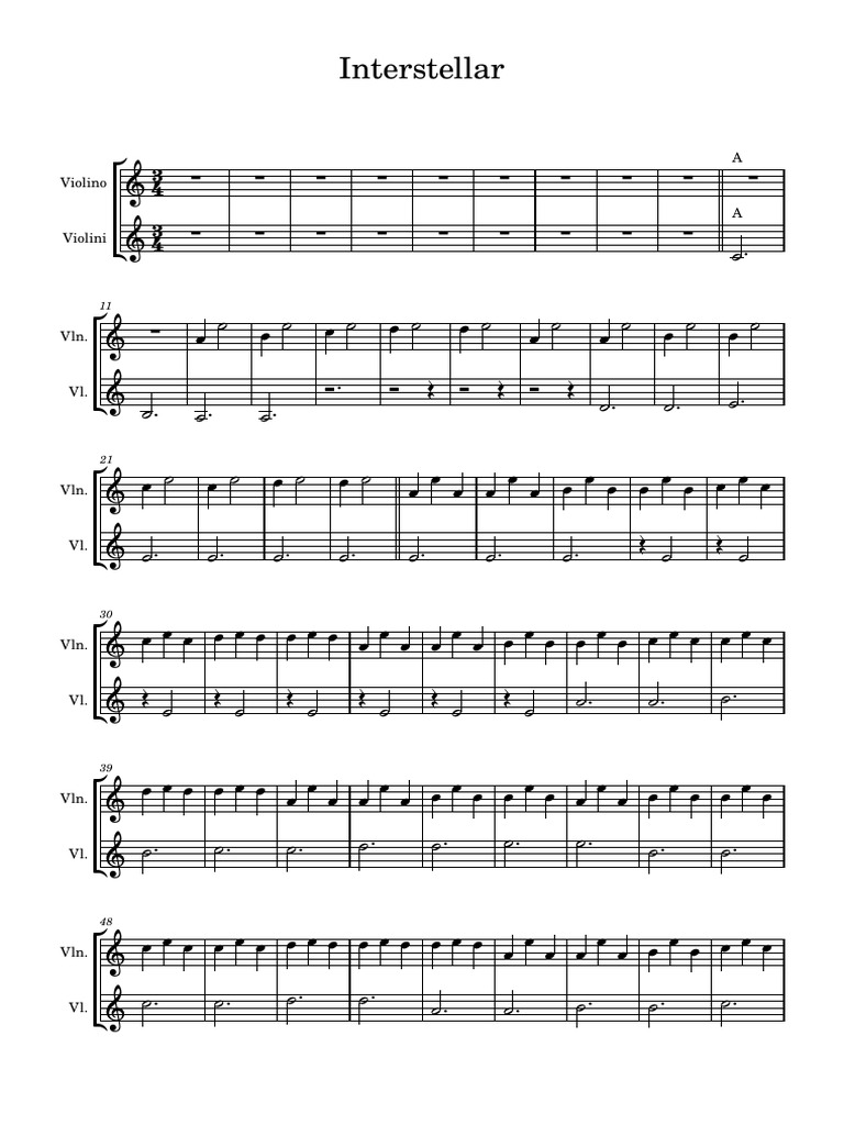 Interstellar Violin Sheet Music | PDF