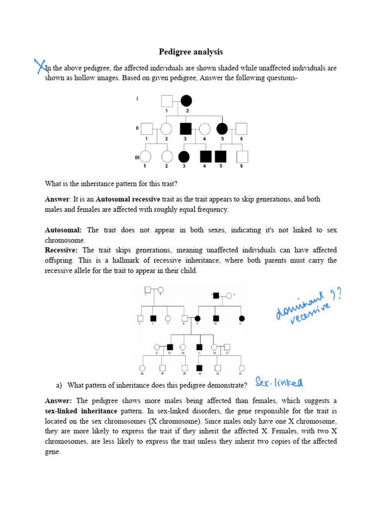 Solved Examples & Practice Questions- Pedigree & HArdy-Weinberg | PDF ...