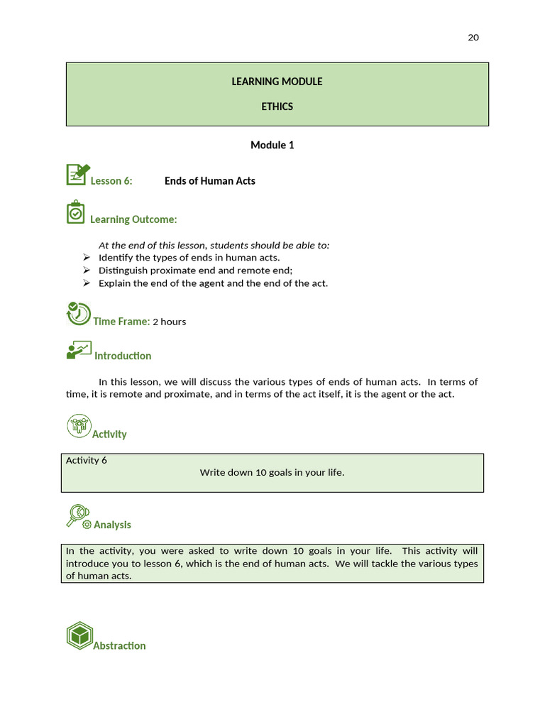 Ethics Lesson 6 | PDF | Intention | Goal