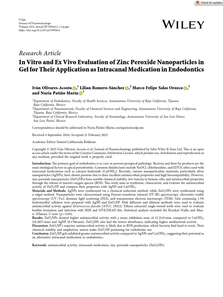 Journal of Nanotechnology - 2025 - Olivares-Acosta - in Vitro and Ex ...
