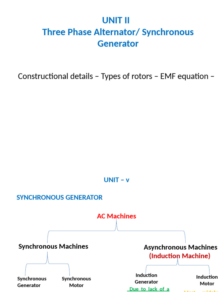 Types and Construction of Synchronous Generators | PDF | Electric Motor ...
