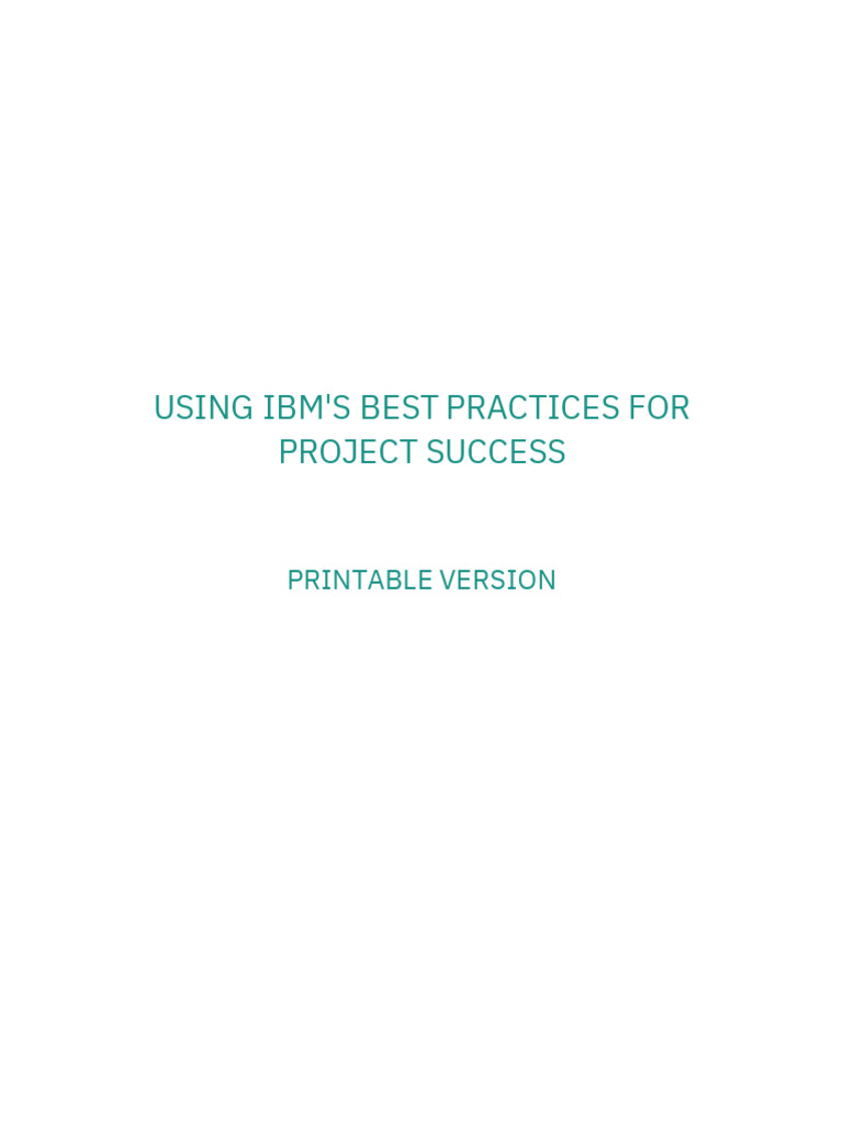 PM137G - Using IBM's Best Practices For Project Success | PDF | Project ...