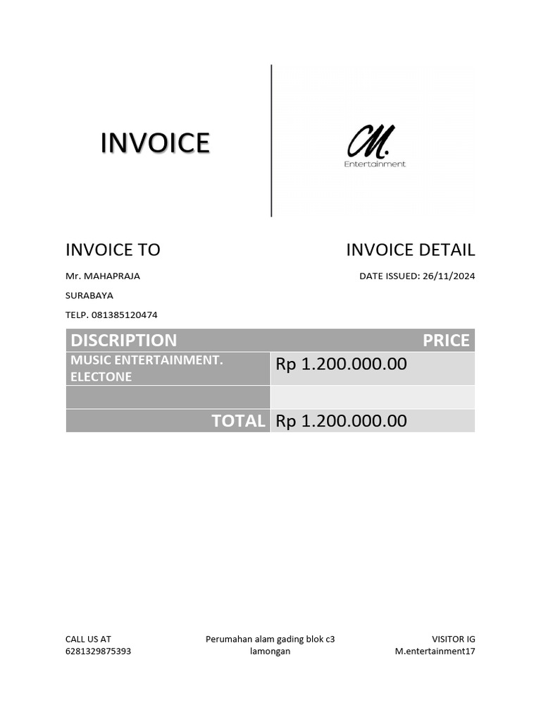 Invoice m.entertainment | PDF