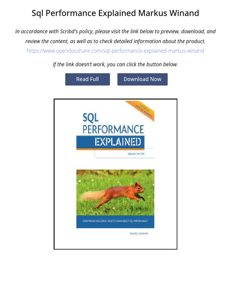 SQL Performance Explained Markus Winand Latest PDF 2025 | PDF ...