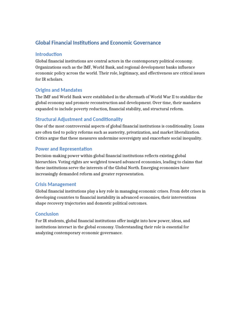 3 Global Financial Institutions | PDF