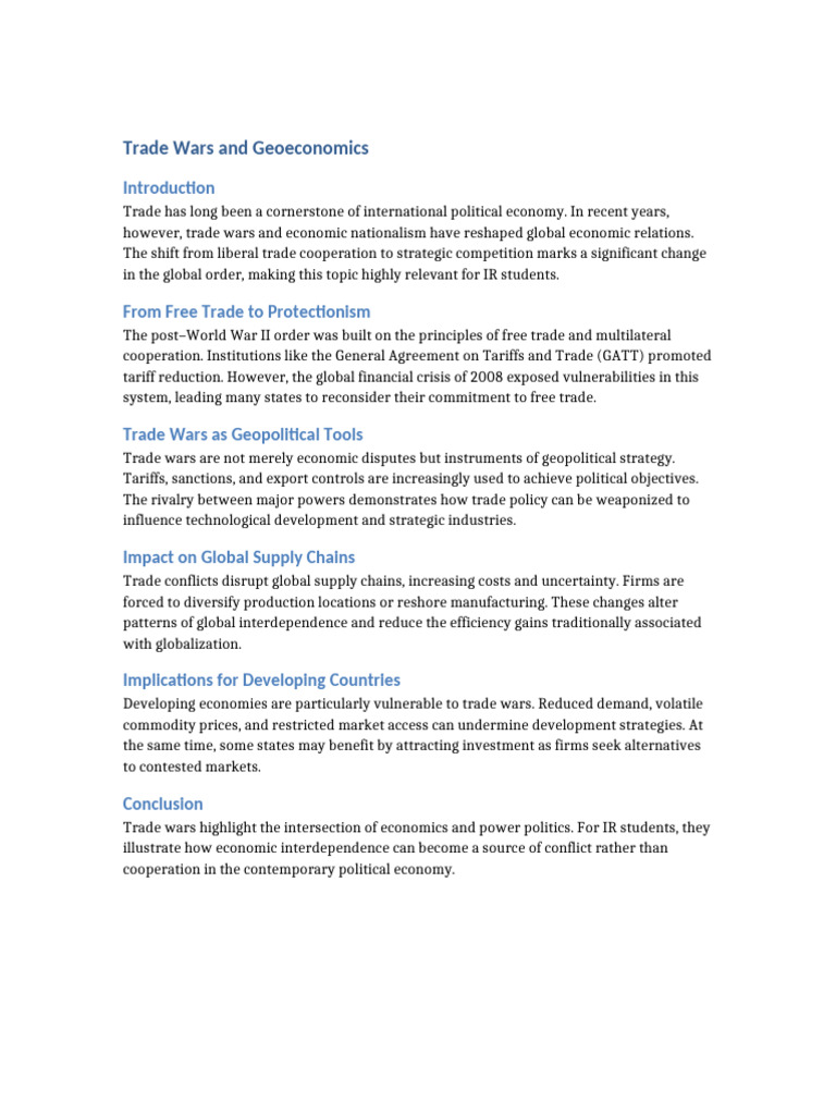 2 Trade Wars and Geoeconomics | PDF