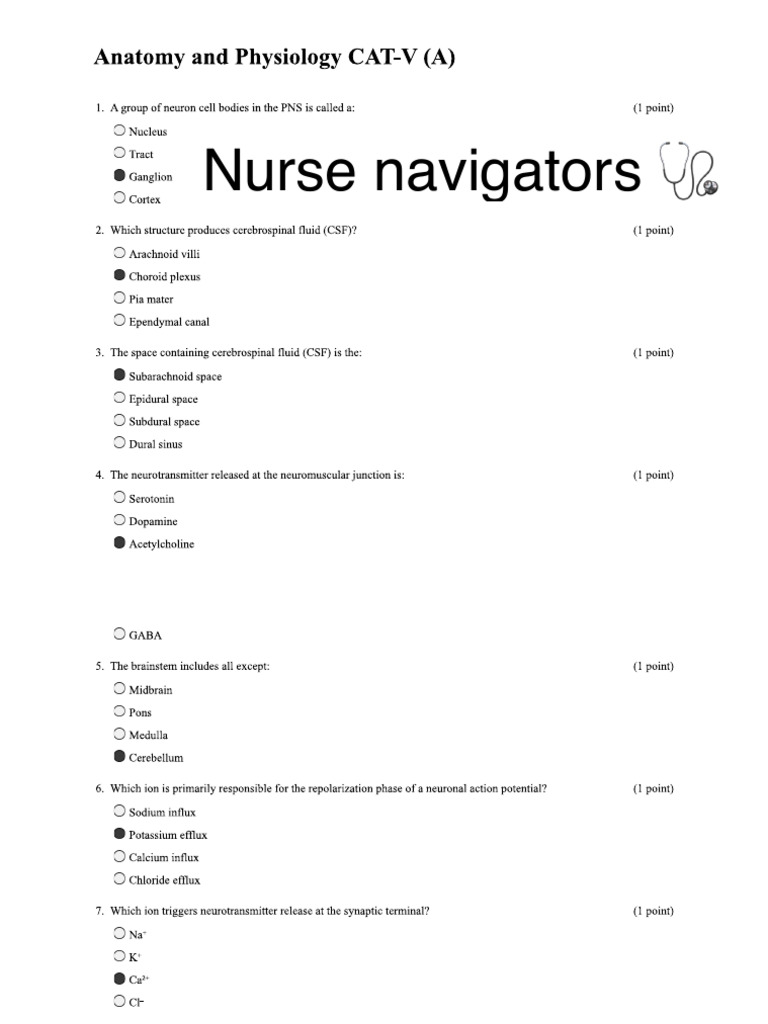 Anatomy and Physiology Mcqs by Nurse Navigators ? | PDF