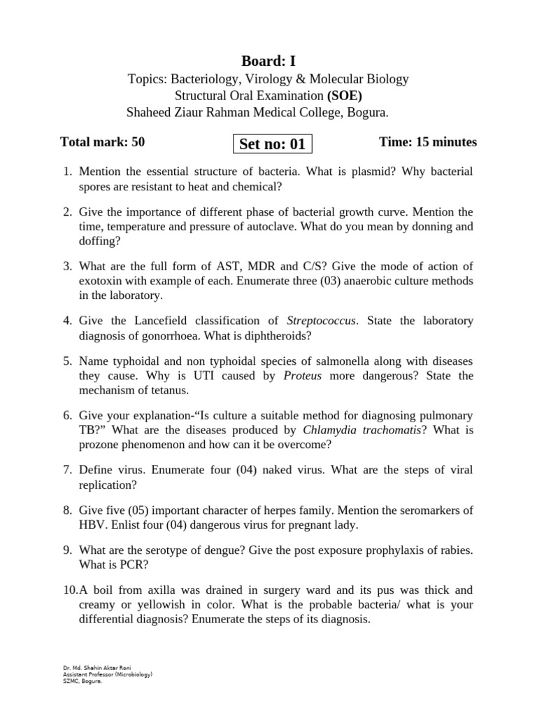 Bacteriology & Virology Exam Questions | PDF | Bacteria | Infection
