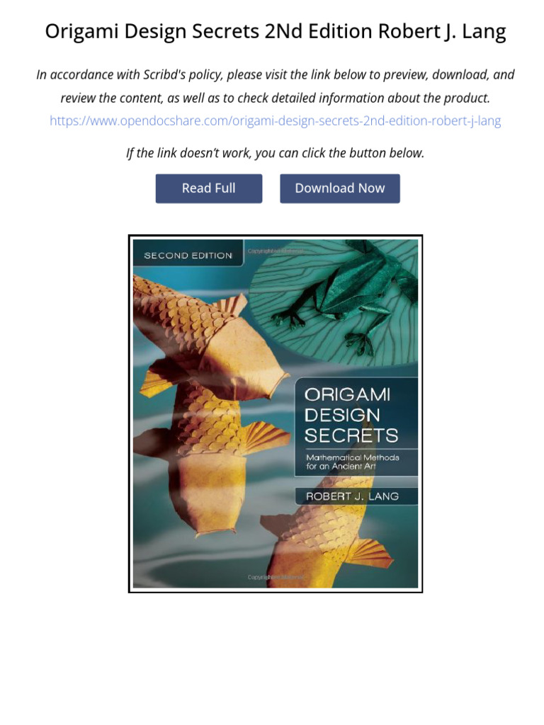 Origami Design Secrets 2nd Edition Robert J. Lang | PDF