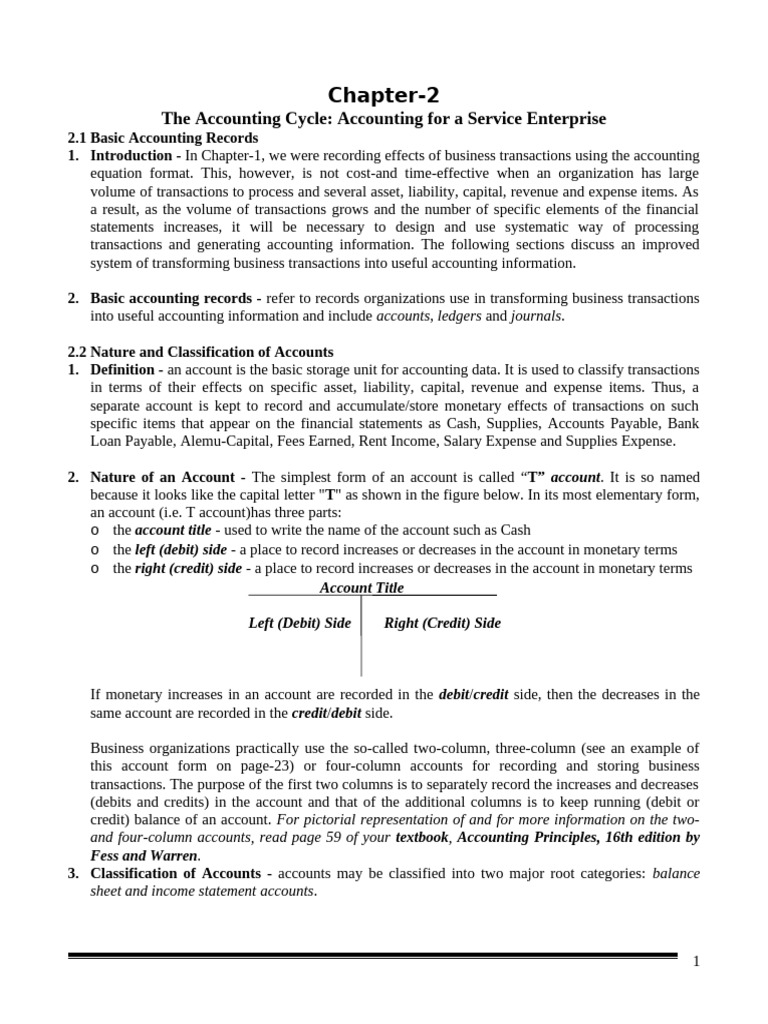 Fundamental of Accounting 1 - Chapter 2 | PDF | Debits And Credits ...