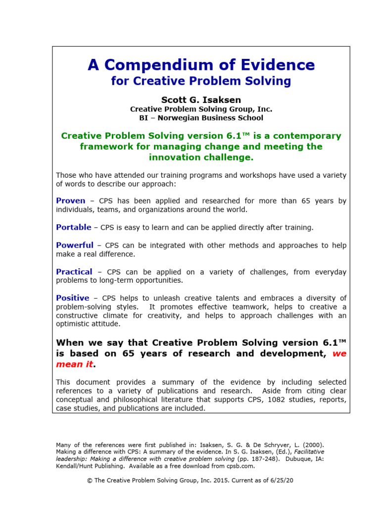 A Compendium of Evidence for Creative Pr | PDF | Creativity | Psychology