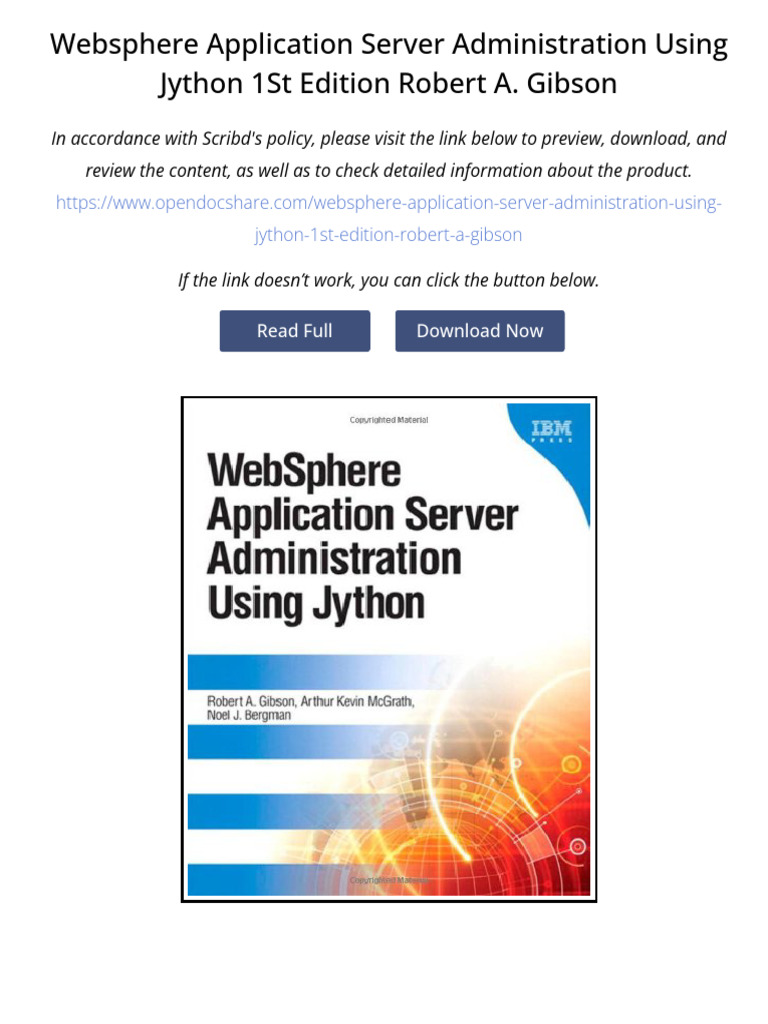 WebSphere Application Server Administration Using Jython 1st Edition ...