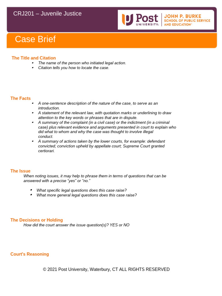 Legal Case Brief Structure Guide | PDF | Lawsuit | Complaint