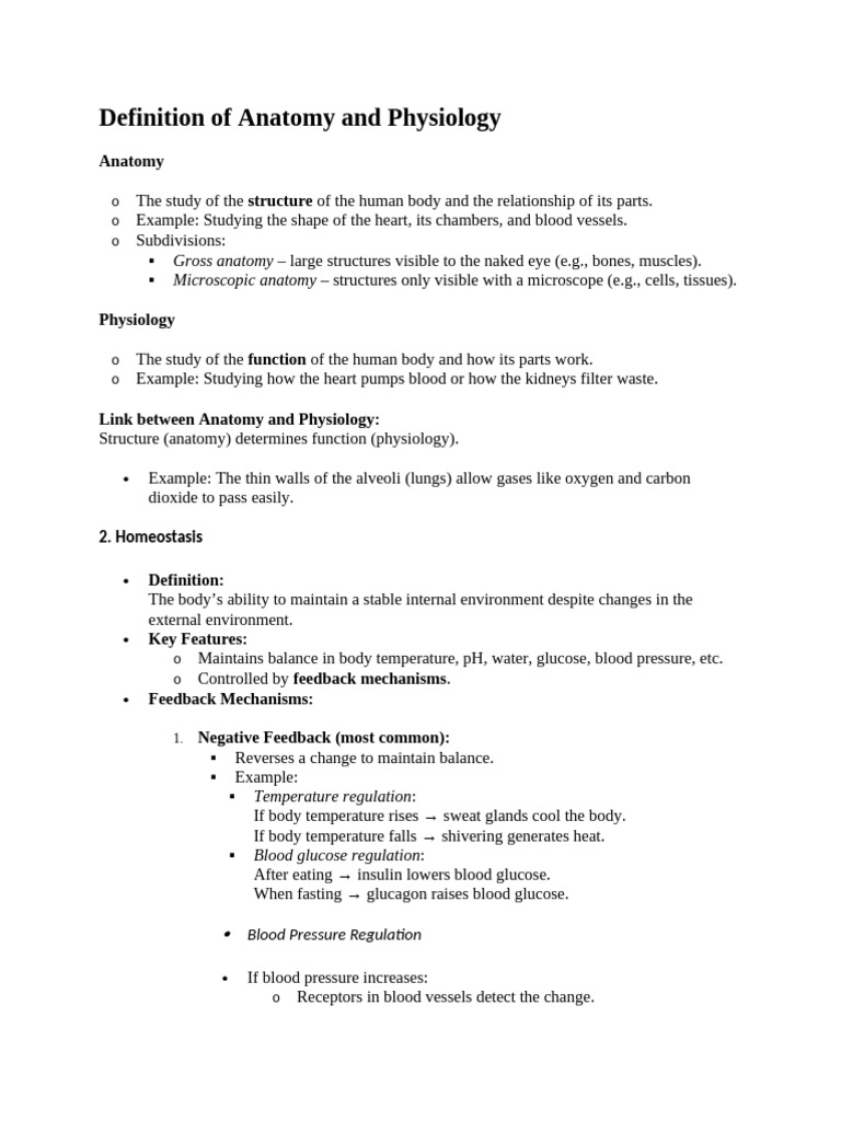 Anatomy and Physiology Overview | PDF | Human Body | Anatomical Terms ...