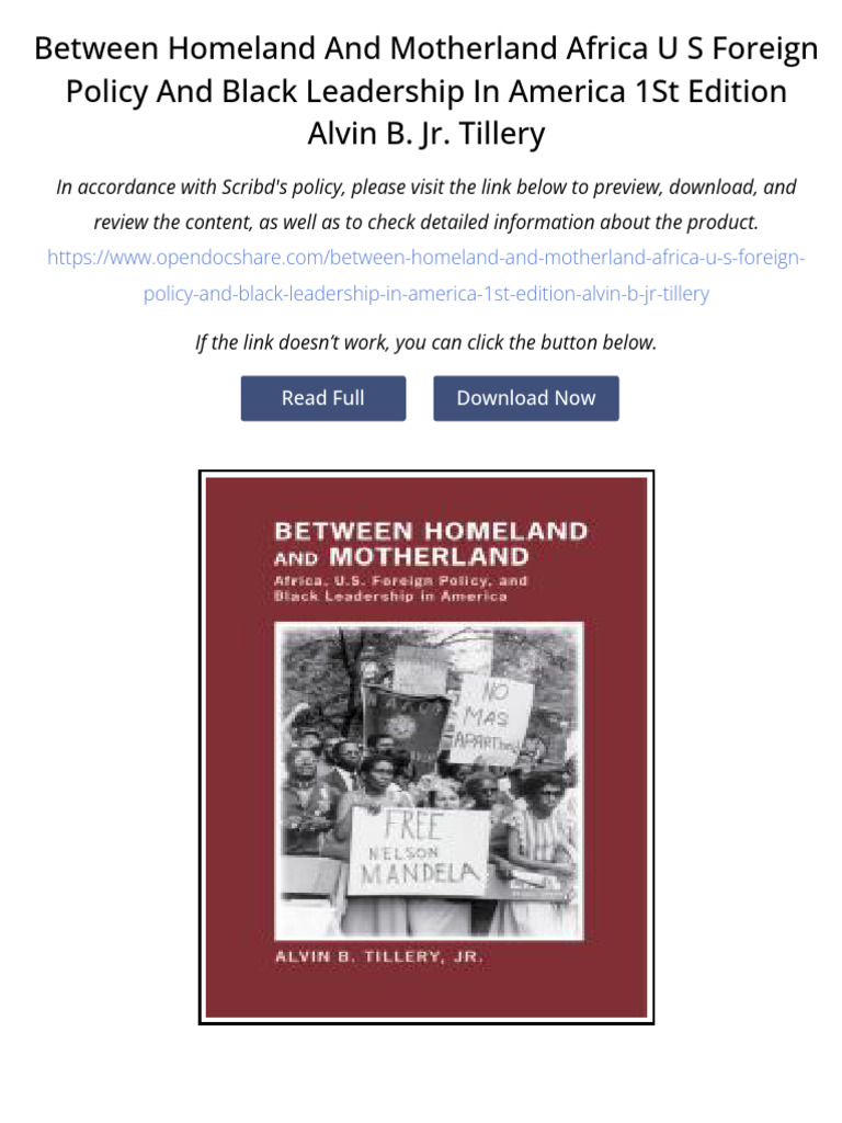Between Homeland and Motherland Africa U S Foreign Policy and Black ...