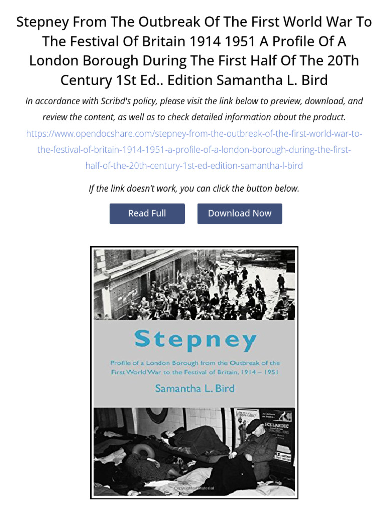 Stepney from the Outbreak of the First World War to the Festival of ...