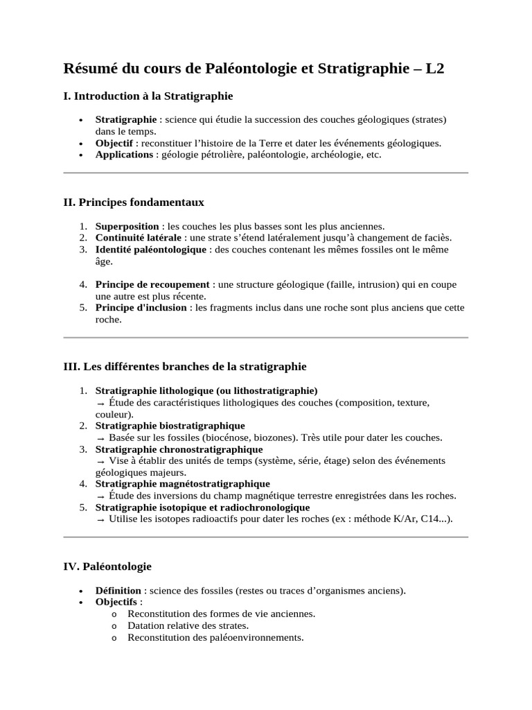 Introduction à la Paléontologie et Stratigraphie | PDF | Géologie | Fossile