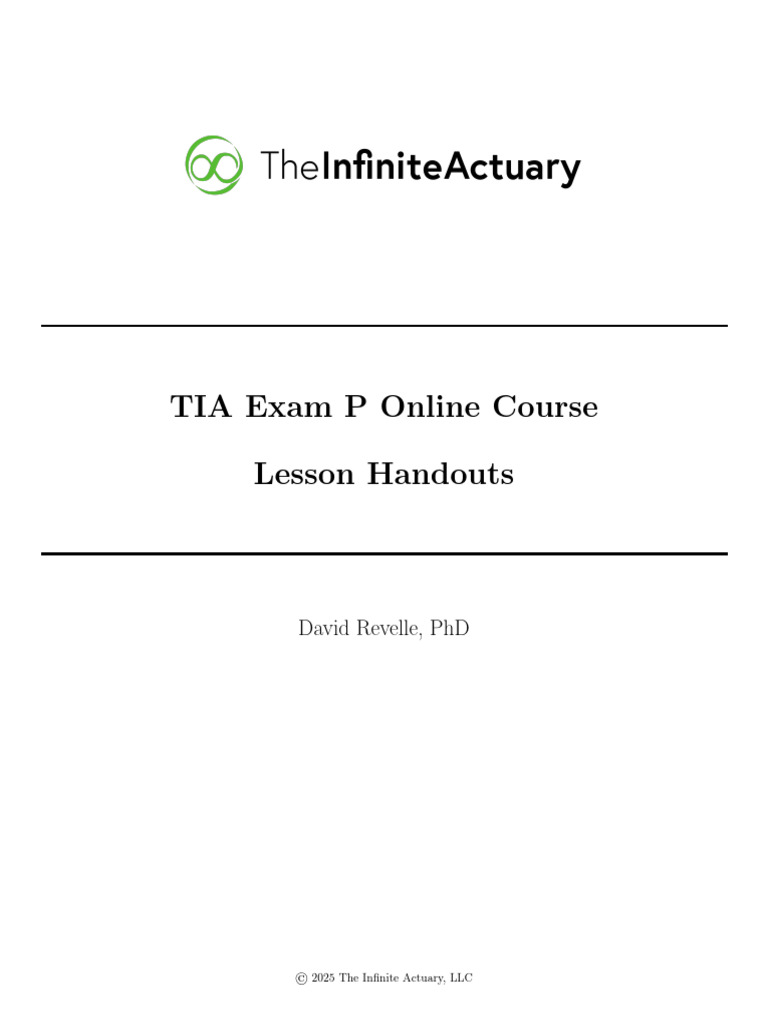 TIA Exam P Probability Course Handouts | PDF | Probability Distribution ...