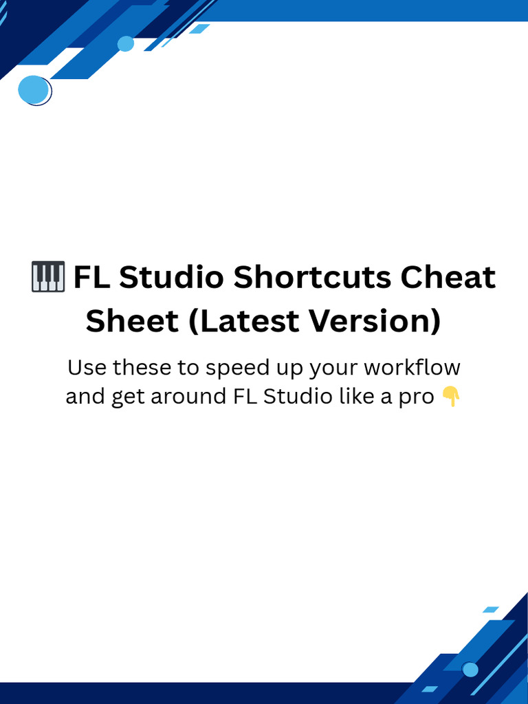 FL Studio Shortcuts Cheat Sheet | PDF