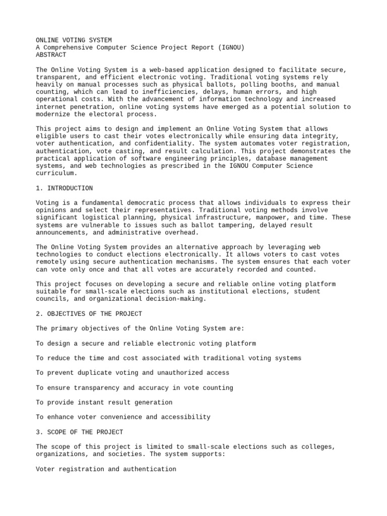 Secure Online Voting System Project | PDF | Electronic Voting | Voting