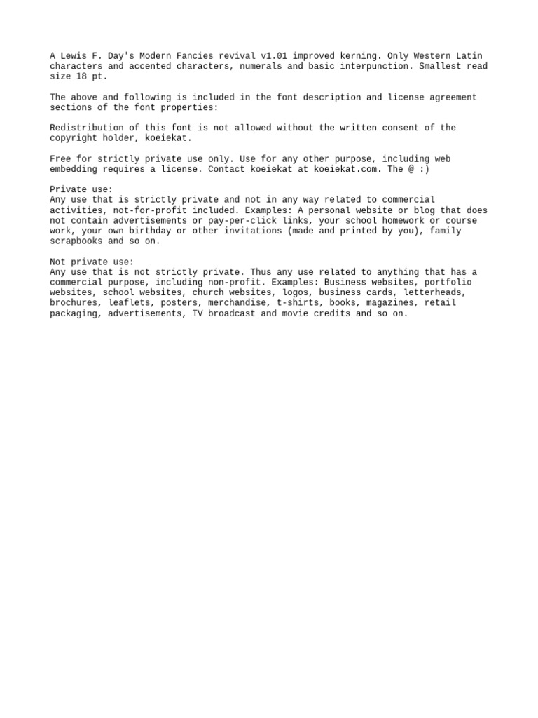 Lewis F. Day Font License & Use Guide | PDF